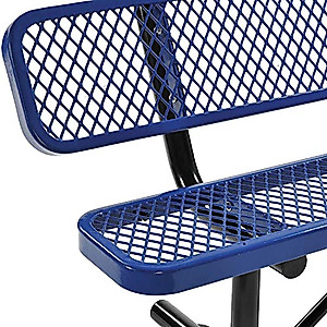 Global Industrial 96" L Expanded Metal Mesh Bench w/Back Rest, Blue