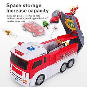 Itcaoseklu Race Track Car Cargo Truck Toy, Engineering Truck with Sound and Light,Vehicle Toy Gift for 3 4 5 6 7 8 Year Old Kids Boys Girls