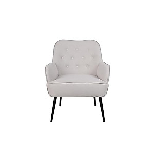 Chair for Living Room Beige, Chairs for Bedrooms Accent Seating Armchair Linen Comfy Modern Home Furniture 28.70" L X 25.20" W X 30.70" H