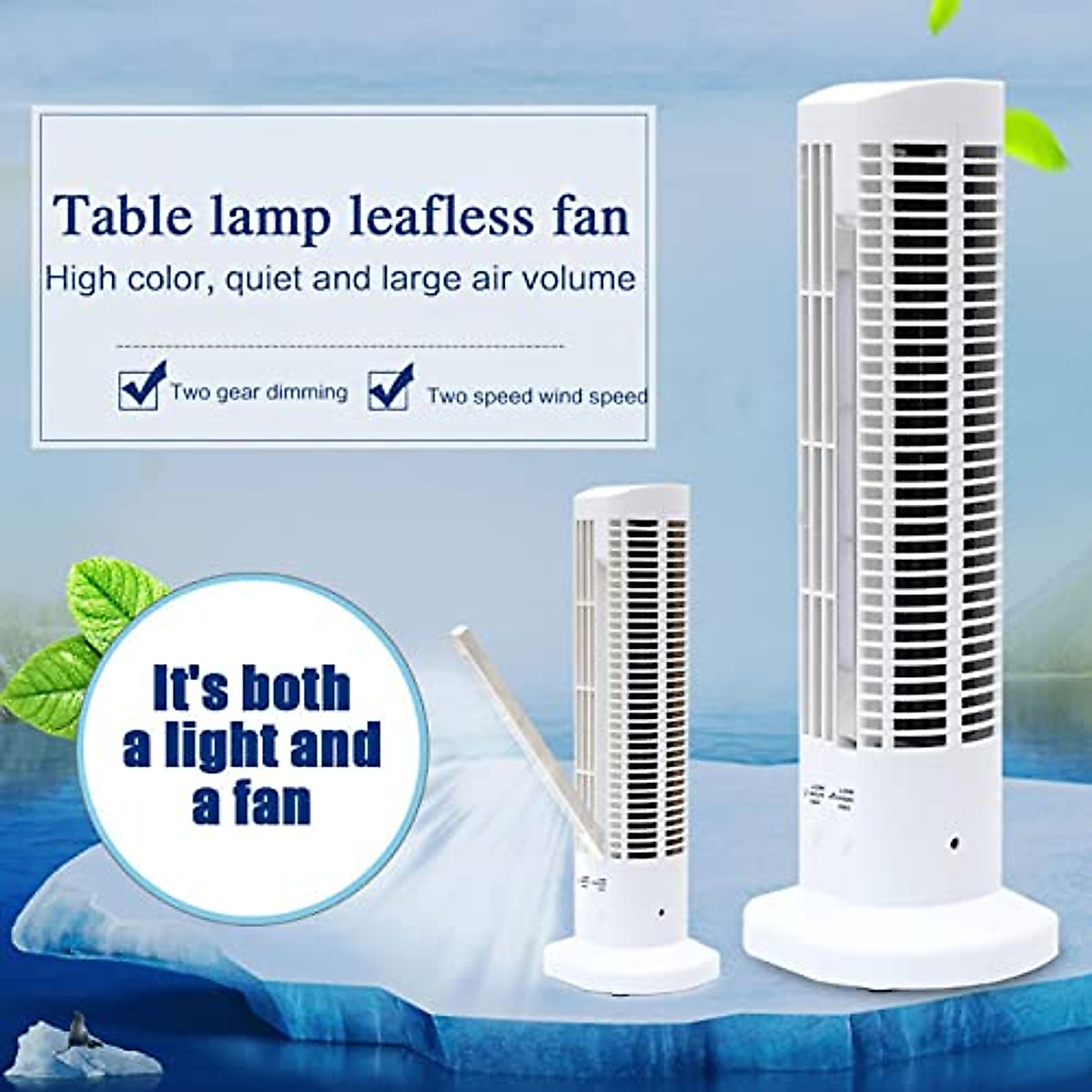 Tower Fan, Small Stand up Desk Fan, with 2 Speeds, 2 Dimming Adjustable Angle Night Light, USB Power, Personal Bladeless Fan for Home Bedroom Office, Electric Table Fan (pink)