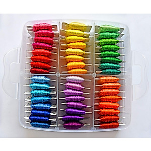 188 Embroidery Floss Set Including Cross Stitch Threads Friendship Bracelet String with 2-Tier Transparent Box, Floss Bobbins and Cross Stitch Kits