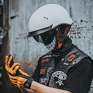 Motorcycle Half Face Helmet F-07 with Sun Visor Quick Release Buckle DOT Approved Adult Helmets for Cruiser Chopper Moped Scooter ATV (Gloss White,XL