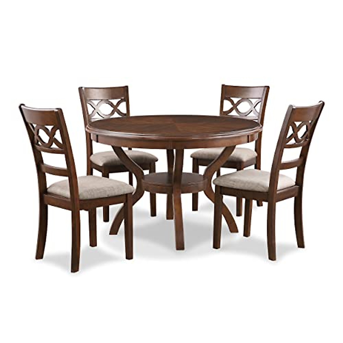 New Classic Furniture Cori 5-Piece Round Dining Set with 1 Table and 4 Chairs, Brown Cherry