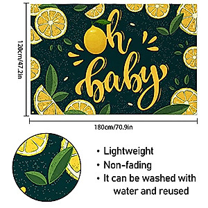 Oh Baby Backdrop Banner Decor Green – Lemon Theme Baby Shower Party Decorations for Birthday Gender Reveal Supplies