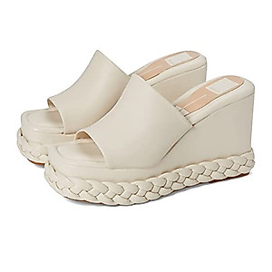 Dolce Vita Women's Elene Wedge Sandal, Ivory Leather, 9