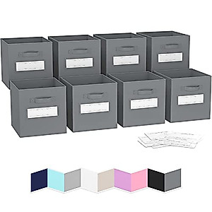 Cube Storage Baskets For Organizing - 11 Inch - Set of 8 Heavy-Duty Storage Cubes For Storage and Organization. Makes The Perfect Bins For Cubby Storage Boxes Or Cube Storage Organizer (Grey)