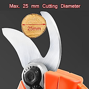 Vrseis Lithium Pruning Shears 21V Electric Secateurs SK5 Sharp Blade Branch Cutter 1 Inch/25mm Cutting Diameter with Toolbox Portable Rechargeable Garden Fruit Tree Bushes Trimmer