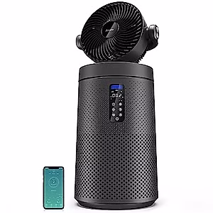 AROEVE Air Purifiers for Home Large Room With Air Circulator Fan System And Smart WIFI True H13 HEPA Oscillating Air Purifier Fan With Washable Filter For Indoors Whole Home, MK08W - Space Gray