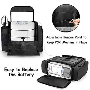 CURMIO Portable Oxygen Concentrator Backpack Compatible with Inogen One, Oxygo, Caire Units, SimplyGo Mini, POC Travel Bag for Machine and Accessories, Black (Bag Only, Patent Design)