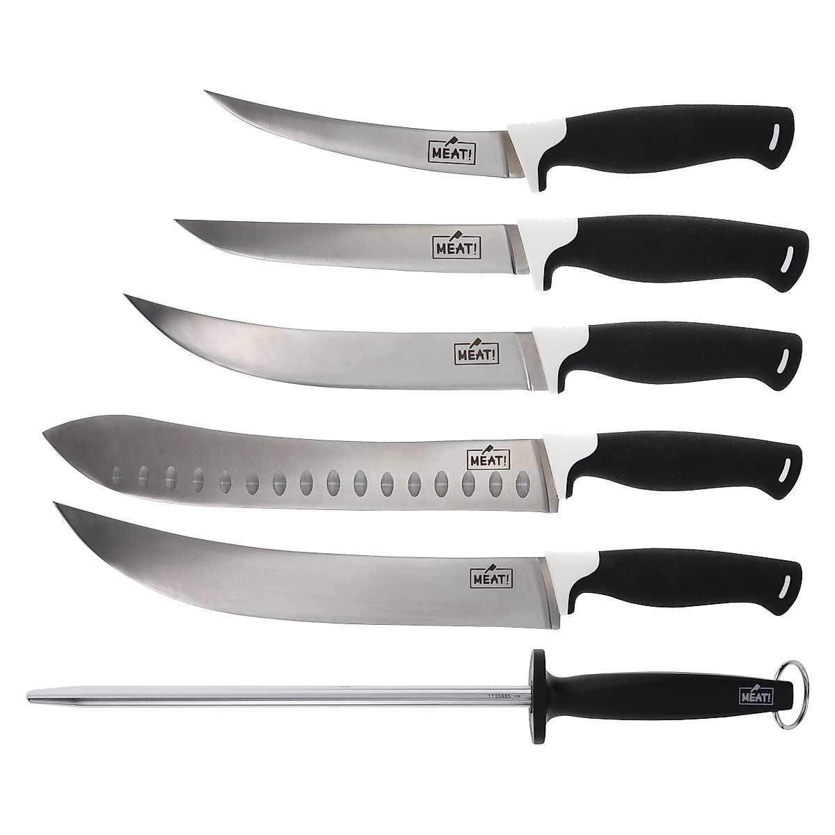 MEAT! Butcher Knives Set with Stainless Steel Blades and Slip-Resistant Handles for Meat Processing