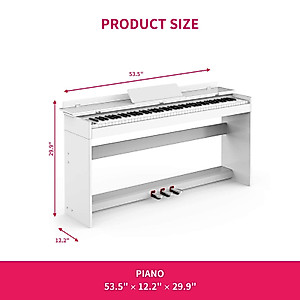 LAGRIMA LAG-900 88 Key Digital Piano Full Size Electric Keyboard w/Music Stand+Power Adapter+3-Pedal Board+Instruction Book+Headphone Jack for Beginner/Adults, White (Piano Only)