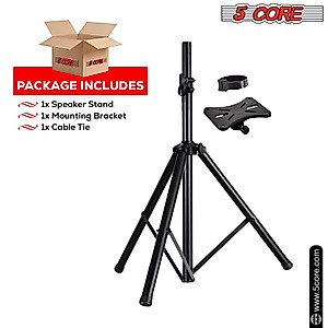 5 Core Speaker Stand Tripod Floor Adjustable Up to 60 Inch DJ Studio Monitor Stands Pole Mount - SS HD 1PK 5FT