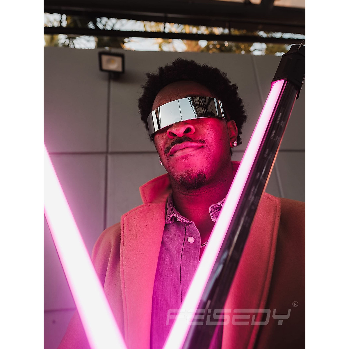 FEISEDY 80s Futuristic Cyclops Cyber Visor Sunglasses Men Women Punk Style Cosplay B2740