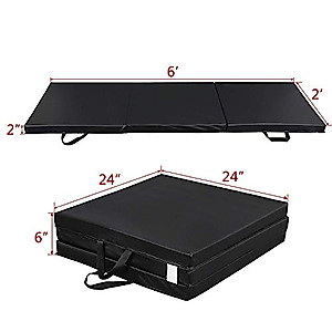 HomGarden 2" Thick Tri-Fold Folding Exercise Mat Gym Mat Gymnastics Mat w/Carrying Handles for MMA, Gymnastics and Home Gym Protective Flooring