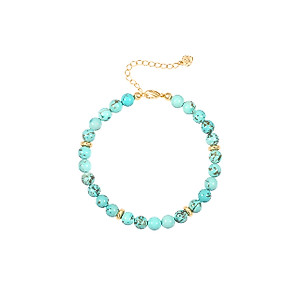 POTESSA Turquoise Gemstone Bracelet Chakra Round Beads Bracelet Healing Reiki 6mm