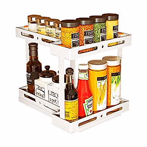 MDHAND Rotating Spice Rack Organizer, Multi-function Spice Rack Organizer For Cabinet, Kitchen Double Layer Rotating Spice Rack Organizer Cabinet/Pantry Wall/Countertop