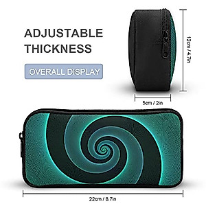 Green Art Vortex Large Pencil Case Minimalist Pen Pouch Portable Makeup Bag for Middle High College Office School