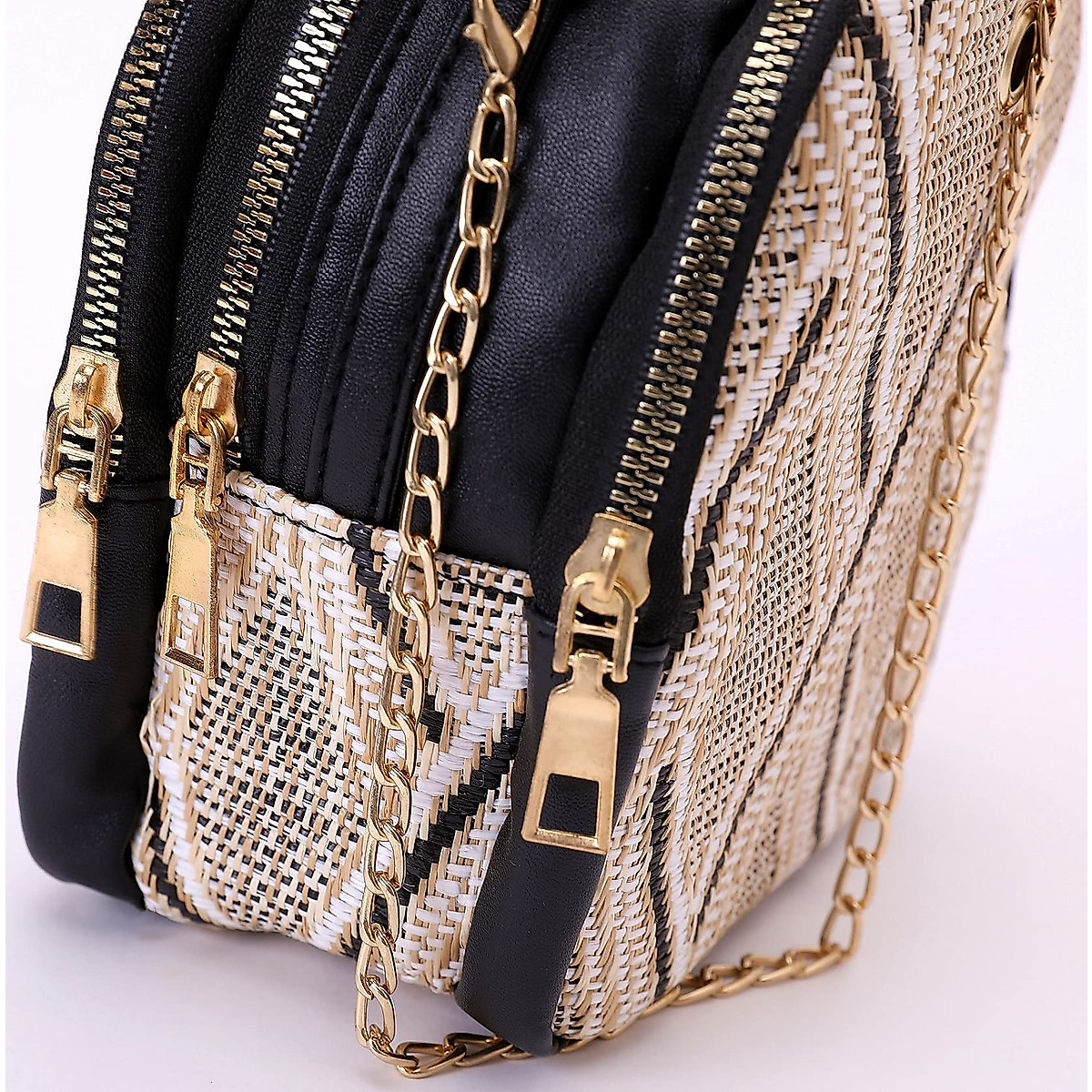 Small Crossbody Bags Shoulder Bag for Women Bee Stylish Lady Fashion Cute Purse Mini Handbag straw rope design hollow-carved (Black3)