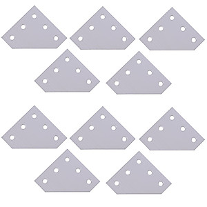 Mergorun，3D Printer 90 Degree 60 x 60 x 4MM L Type with 5 Hole Joining Plates for CNC 2020 V-Slot Aluminum Profiles Pack of 10
