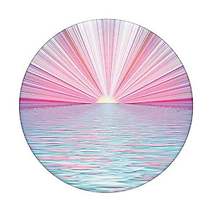 Cell Phone Pop Up Knob,Light Blue & Pink Sunset Beach Theme PopSockets PopGrip: Swappable Grip for Phones & Tablets