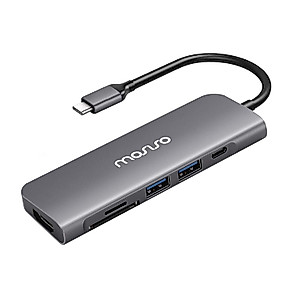 MOSISO USB-C Hub, 6in1 Type-C Multiport Adapter to 65W Power Charging, 2 USB 3.0 Ports, SD/TF Card Reader/4K HDMI Compatible with MacBook/Laptop Notebook/Tablet/More USB Type-C Devices, Space Gray