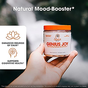 Genius Joy, Nootropic Mood Enhancer Supplement - Support Cognitive Health, Enhance Mood & Neural Function with Brain Boosting L-Theanine, Panax Ginseng & SAM-e