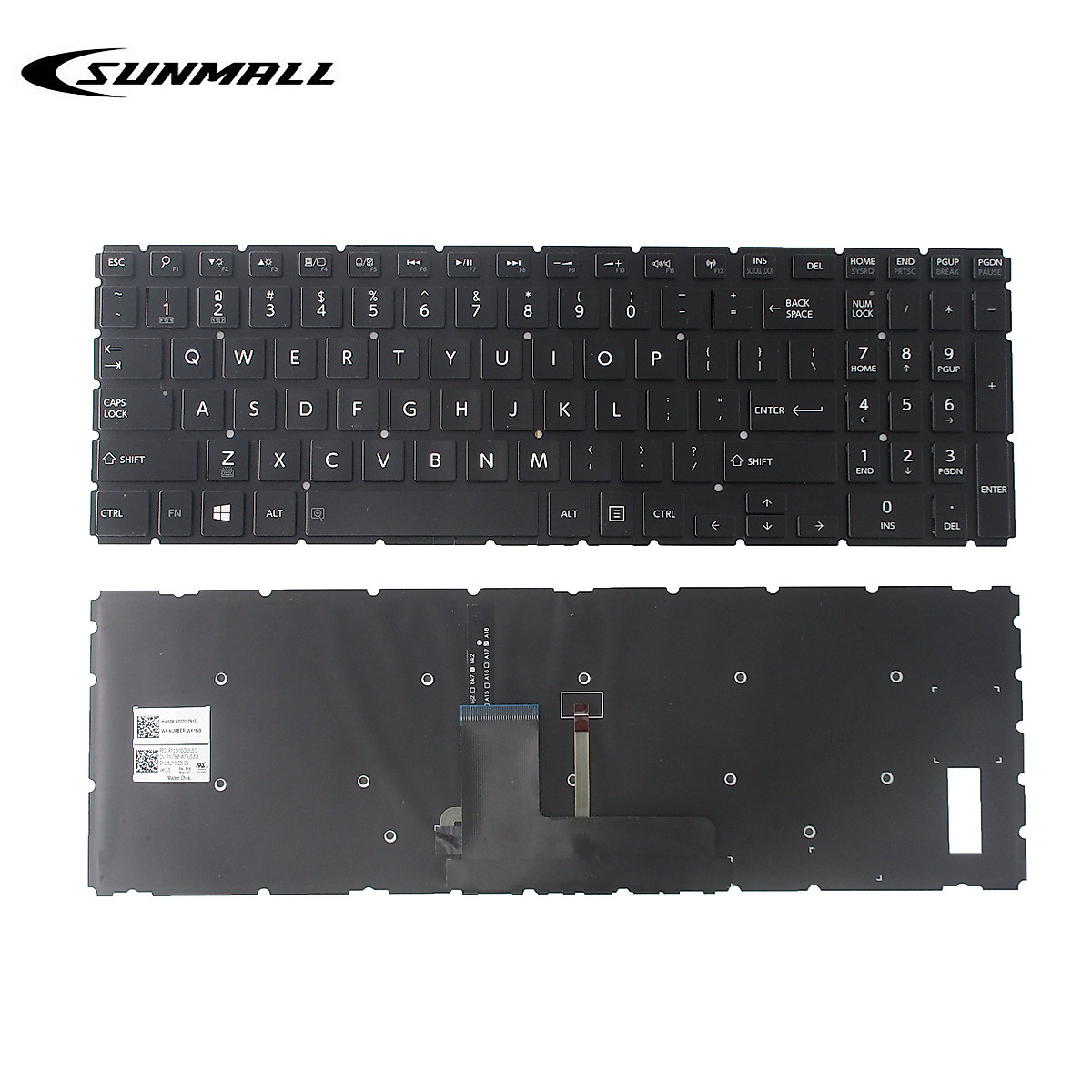 SUNMALL Backlight Keyboard Replacement Compatible with Toshiba Satellite Radius P55W-B P55W-c l50-b l55t-b5271 s55t-b5273nr l55d-b5364 p55w-c5200 p55w-b5318 p55w-c5200x p55w-b5112 p55w-b5220 Laptop