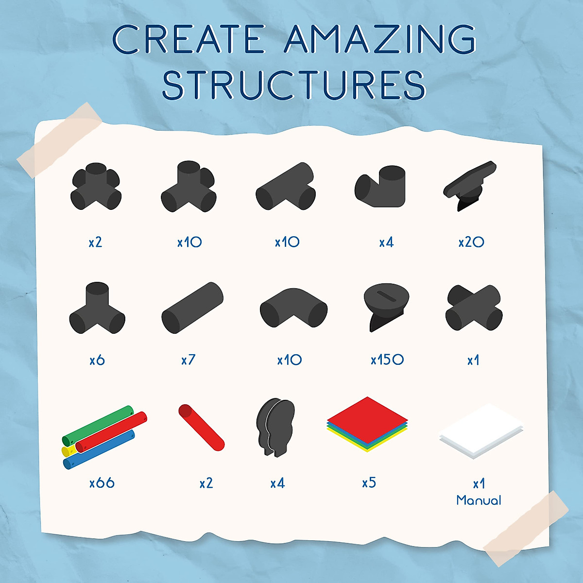 Funphix Kid's Playground Slide Set - Montessori Jungle Gym - STEM Buildable Climbing Toys for Toddlers 2-12 - Indoor & Outdoor Playhouse, 296 Pieces Deluxe Set