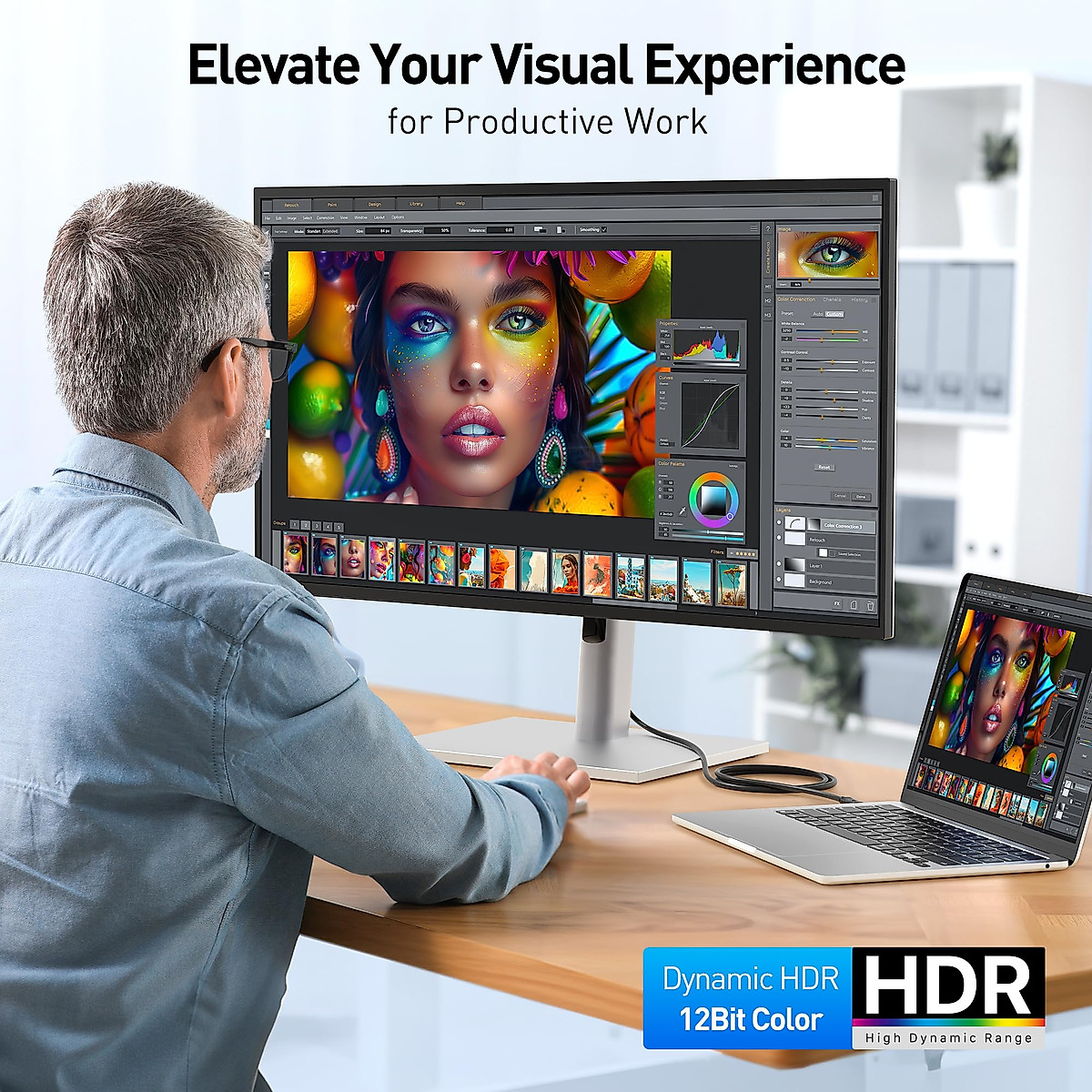 Cable Matters USB C to HDMI Cable, Supporting 4K 60Hz (USB-C to HDMI Cable) in Black 6 ft - Thunderbolt 4 / USB4 Compatible with iPhone 16/15 Pro Max Plus, MacBook Pro, Dell XPS 13, Surface Pro