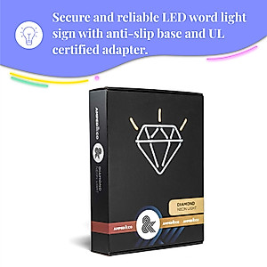 Amped & Co Diamond Bling Neon Desk Light and Room Decor, Real Neo, 12.5 x 9 inches, Neon Signs, led Desk Light Wall Decor, neon Table Light, Diamond Decor