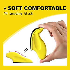 POLIWELL Micro Sander Kit 3.5” x 1” Mini Sander for Small Projects, Detail Handle Sanding Tools + Sandpaper 80 120 180 240 400 Grit for DIY Crafts Wood Finishing Tight Narrow Spaces Polishing, 50 PCS