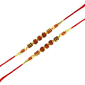 Set of 2 Rakhi Redraksha golden fancy beads thread Rakhi Raksha bandhan - Rakhi for brother