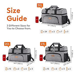Lifewit Large Cooler Bag 27/32/48 Cans Insulated Lunch Bag Lightweight Portable Cool Bag Double Layer for Picnic, Beach, Work, Trip, Gray