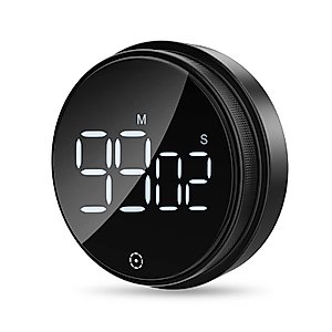 AMIR Digital Kitchen Timer, Timer for Kids, Digital Timer Battery Powered with Large LED Display, Adjustable Volume, Magnetic Timer for Cooking, Studying, Office, Black (Battery not Included)