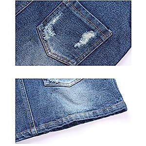 KIDSCOOL SPACE Girls Bibs Pocket Adjustable Straps Casual Jean Overall Dress,Blue,6-7 Years