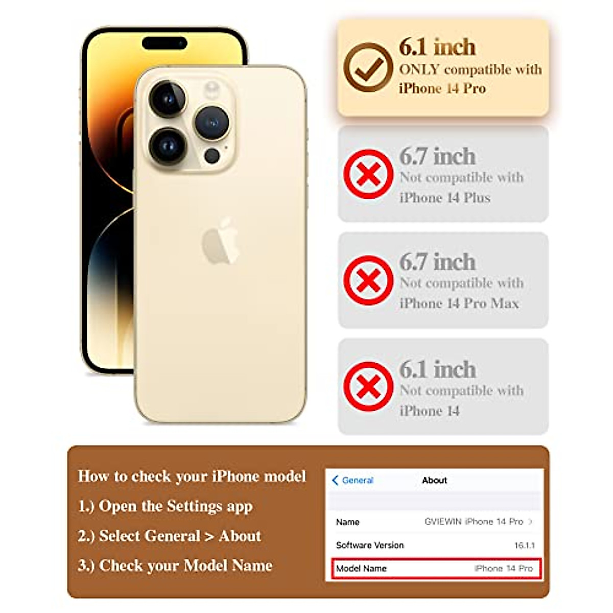 GVIEWIN Compatible with iPhone 14 Pro Case 6.1 Inch 2022, [Built-in 360° Rotatable Ring Stand] Marble Slim Stylish Durable Hard Shockproof Phone Holder Kickstand Cover(White/Gold)