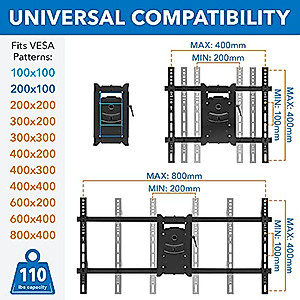 Mount-It! Long Arm TV Mount, Full Motion Wall Bracket with 40 inch Extension Articulating Arm, Fits Screen Sizes 42, 47, 50, 55, 60, 65, 70, 75, 80 Inch, VESA 800x400mm Compatible, Holds up to 110 lbs