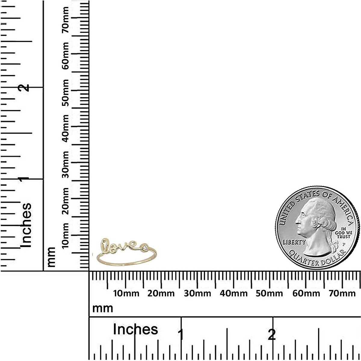 AVORA 10K Yellow Gold Love Ring with Bezel Simulated Diamond CZ - Size 7