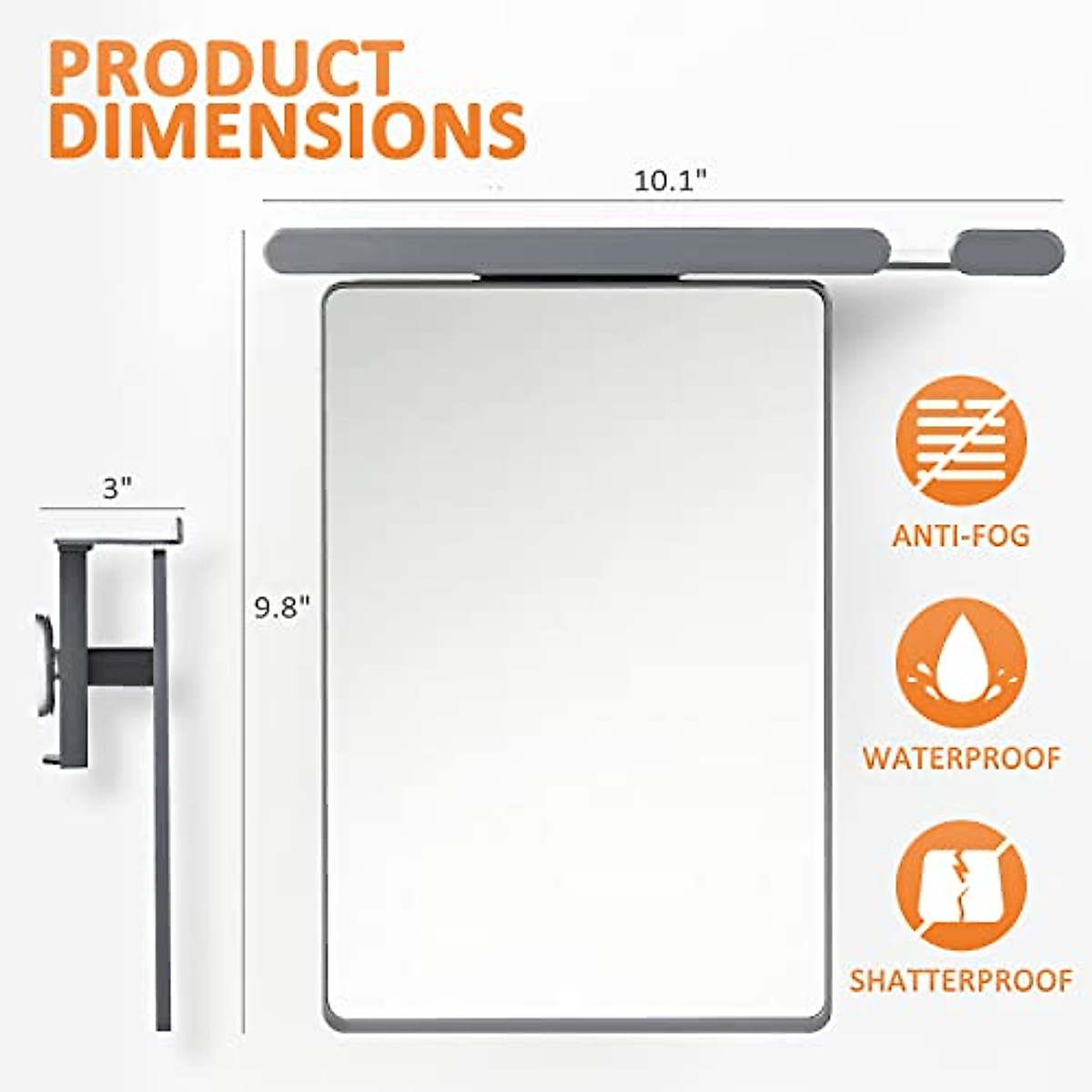 SWAMTIK Shower Mirror Fogless for Shaving with Razor Holder, Large Anti Fog Mirror Fogless Suction Wall Mounted NO-Drilling & Removable, Shatterproof & Waterproof - Men and Women (Grey)