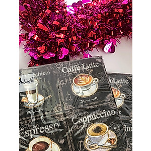20-ct Coffee Napkins Black and White Napkins Decorative Paper Napkins for Decoupage Fall Paper Napkins Tea Party Napkins Valentine Napkins Disposable Birthday Napkins for Adults 6.5 x 6.5 x 1 inch