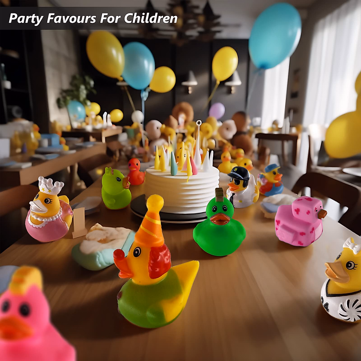 Assorted Rubber Duckies for Kids and Toddlers Cute Duck Bath Tub Pool Toys in Multiple Characters, Fun Carnival, Bath Birthday Gifts Baby Showers Classroom Incentives and Summer Beach, 2" (10-Pack)