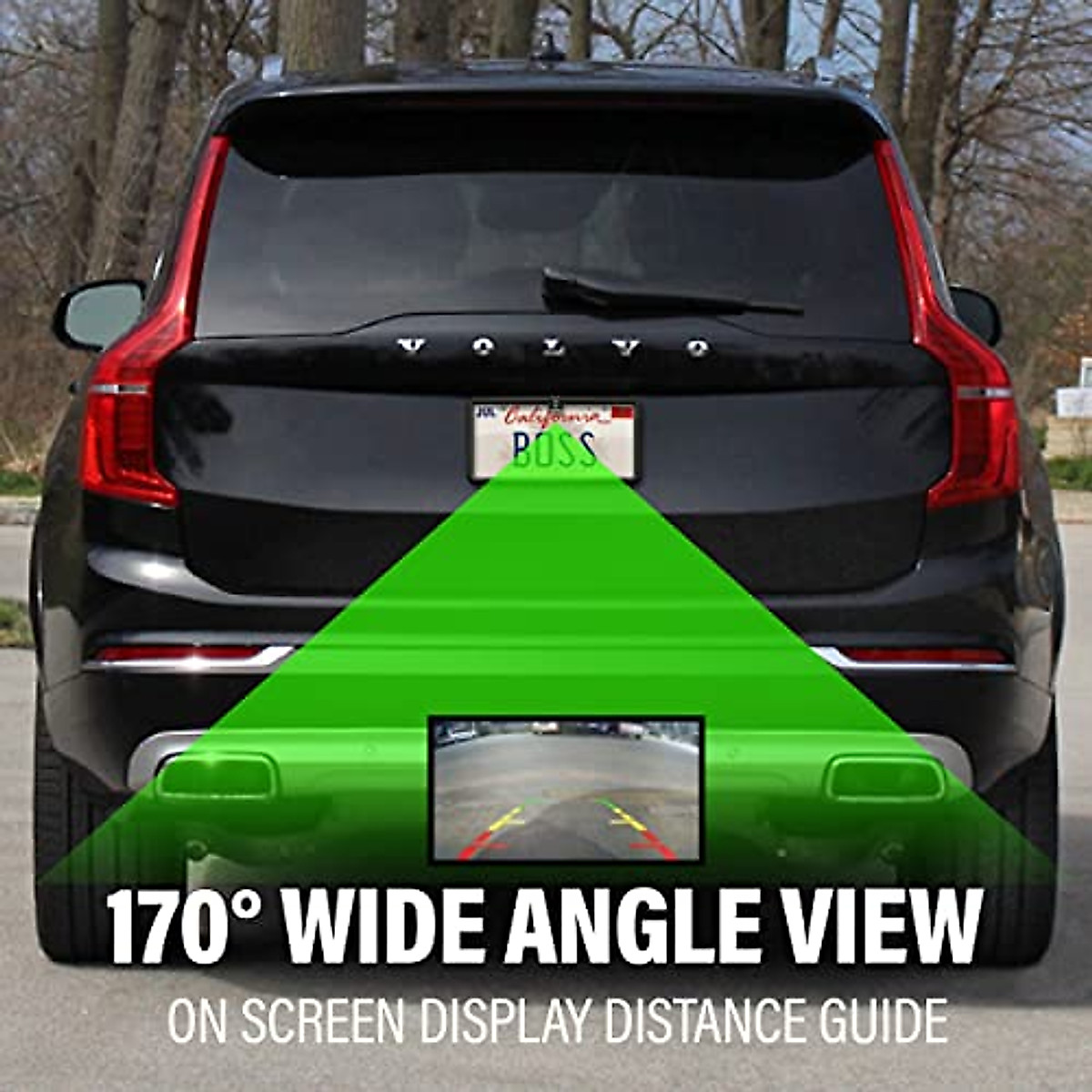 BOSS Audio Systems CAM18 Rearview Car Backup Camera - High Resolution Color, 170° Wide Angle View, Weatherproof, Low Light Visibility, On-Screen Distance Guide