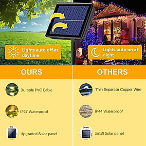 XCYNNS Christmas Lights Outdoor Solar Tree Lights 99FT 300LED IP67 Waterproof Solar Garden Fairy String Lights with Remote Warm White & Multi 4 Colour Changing for Patio, Yard, Gazebo, Gate, Fence