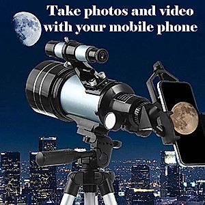 OLOPE Durable Telescope 70mm Aperture 400mm AZ Mount,Astronomical Refractor Telescope Aperture for Kids Adults & Beginners,Fully Multi-Coated Optics,Portable Refractor with Tripod (Silver A)