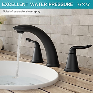 VXV Black Bathroom Faucet 3 Hole, 8 Inch Widespread Bathroom Sink Faucet for Lavatory Vanity with Pop-up Drain Matte Black