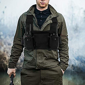 2 Way Radios Harness Chest Case with Front Pouches and Zipper Bag for Universal Walkie Talkies Accessories
