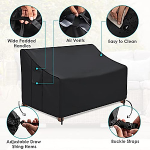 Patio Furniture Covers Waterproof, M Mehoom Outdoor Furniture Covers for Patio Loveseats, 600D UV-Coated Windproof Outdoor Couch Cover 3 Seater with Air Vent & Retractable Rope (79" Wx40 Dx35 H)