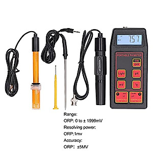 Water Tester, Accurate Measurement Automatic Calibration PH Tester Backlight 4 Digit Wide Application for Laboratory (PH ORP Electrode)