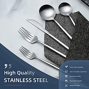 Matte Silverware Set, NURDENX 30-Piece Stainless Steel Satin Finish Flatware Set Service for 6 Tableware Cutlery Set for Home and Restaurant (30 Pieces Silver)