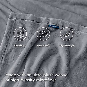 Bedsure Fleece Bed Blankets Queen Size Grey - Soft Lightweight Plush Fuzzy Cozy Luxury Blanket Microfiber, 90x90 inches